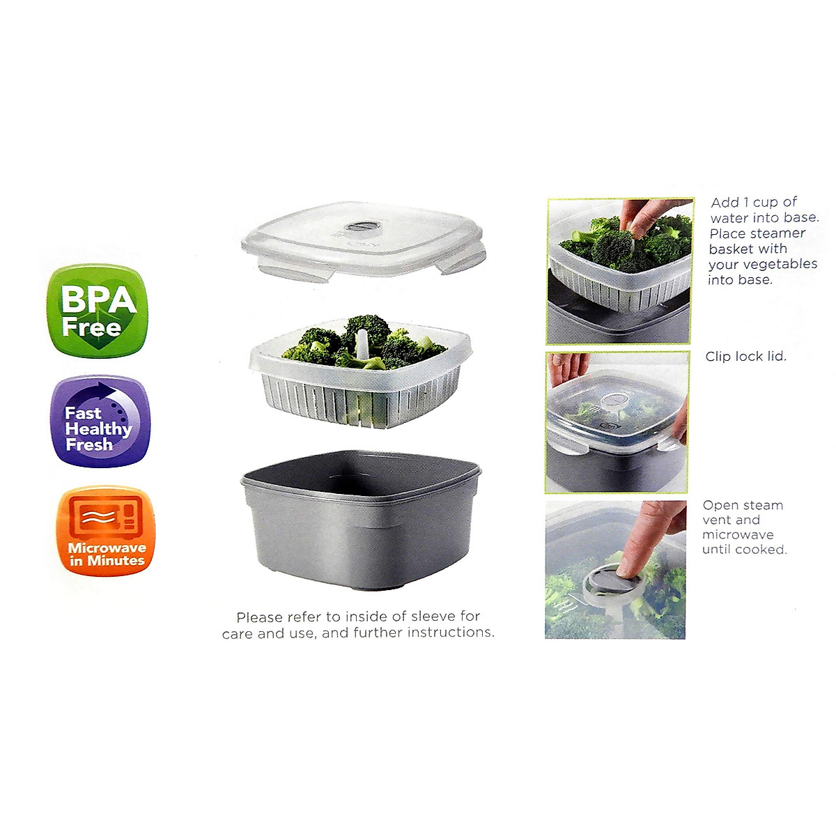 Dependable Industries BPA-Free Microwave Steamer: Cook Vegetables, Fish & Poultry with Removable Strainer & Locking Vent Lid - 2.47L