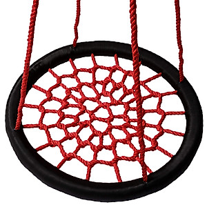 Gorilla Playsets 04-0029-BK/R Extra Large Orbit Swing, Red Netting, Black Nylon Ropes, Weight Capacity - 220 lbs