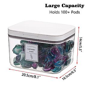 Sumnacon Laundry Pod Container for Laundry Room Airtight Laundry Pod Holder with Lid and Labels Sturdy Plastic Laundry Powder Storage Container Large Capacity Laundry Beads Dispenser for Rices,Flour