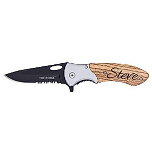 Palmetto Wood Shop Personalized Valentines Day Gift For Him, Laser Engraved TF876 Pocket Knife, Gifts for Dad Christmas, Groomsmen Gift