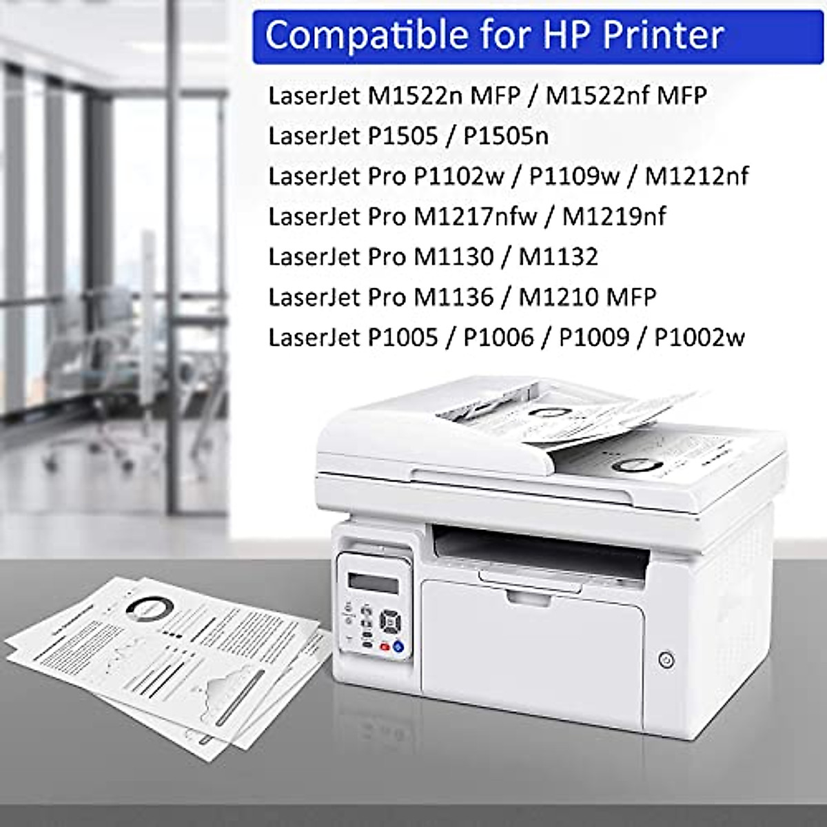 KCMYTONER Compatible Universal Toner Cartridge Replacement for HP 85A CE285A 36A CB436A 35A CB435A for HP Laserjet P1505 M1522n M1522nf P1102w M1212NF M1217nfw P1109w P1006, Black 2-Pack