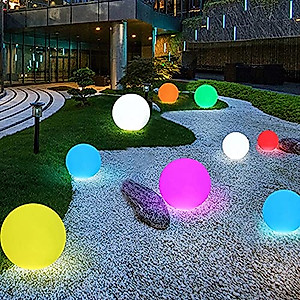 dpcm Outdoor Solar Powered Glowing Ball Light,IP67 Waterproof LED Colour Changing with Remote Control,Solar Globe Light with Stake for Garden, Patio, Home Decor (20cm)