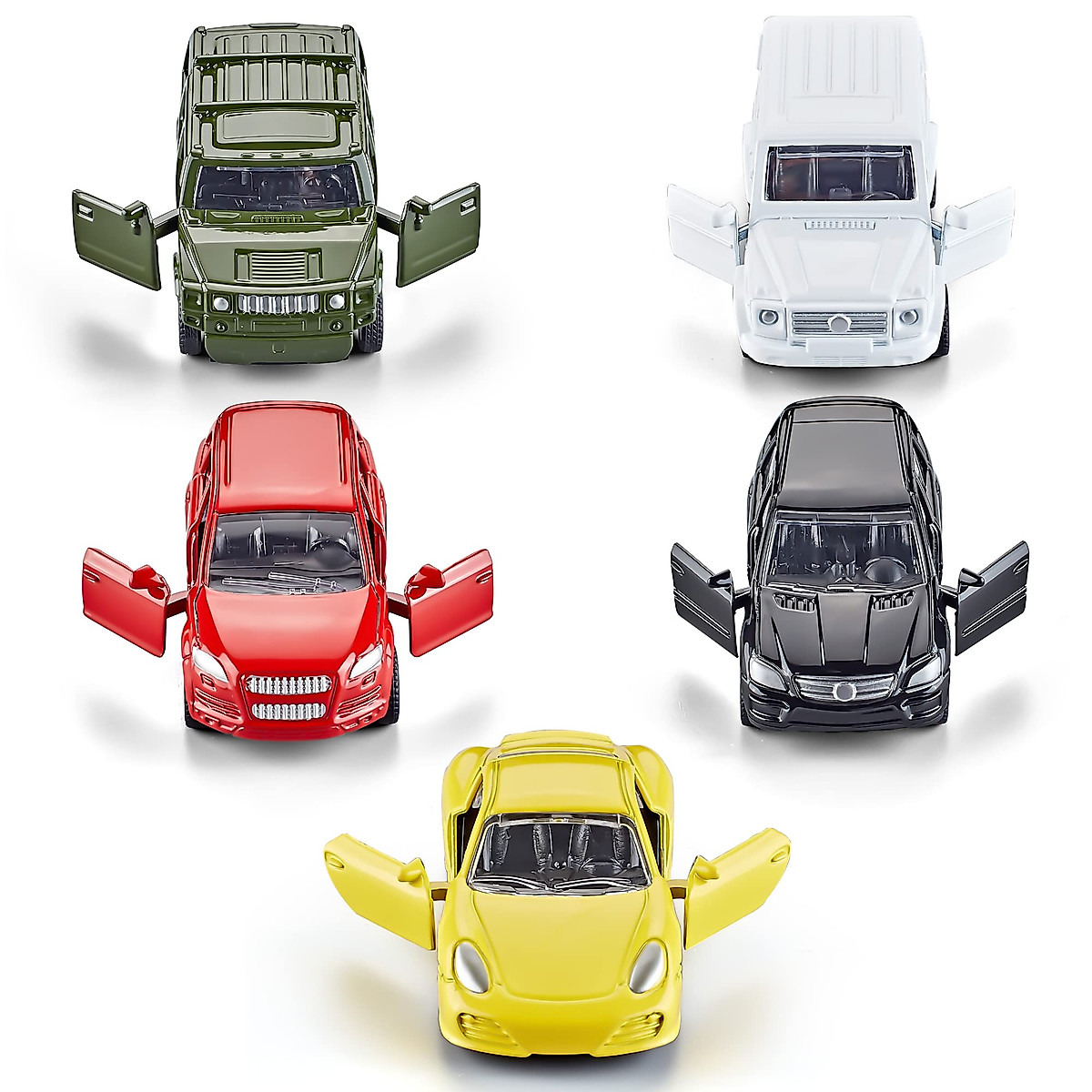 KIDAMI Die Cast Metal Toy Cars Set of 5, Openable Doors Pull Back Car Gift Pack for Kids (Private car)