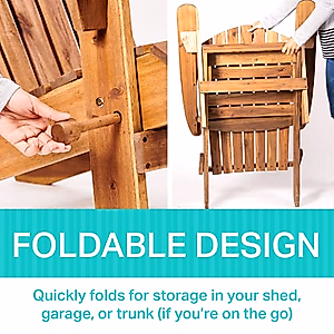 Plant Theatre Wooden Adirondack Chair - Weather Resistant, Acacia Wood, Foldable Fire Pit Chairs for Porch, Deck, Lawn and Campfire - Outdoor Patio Furniture