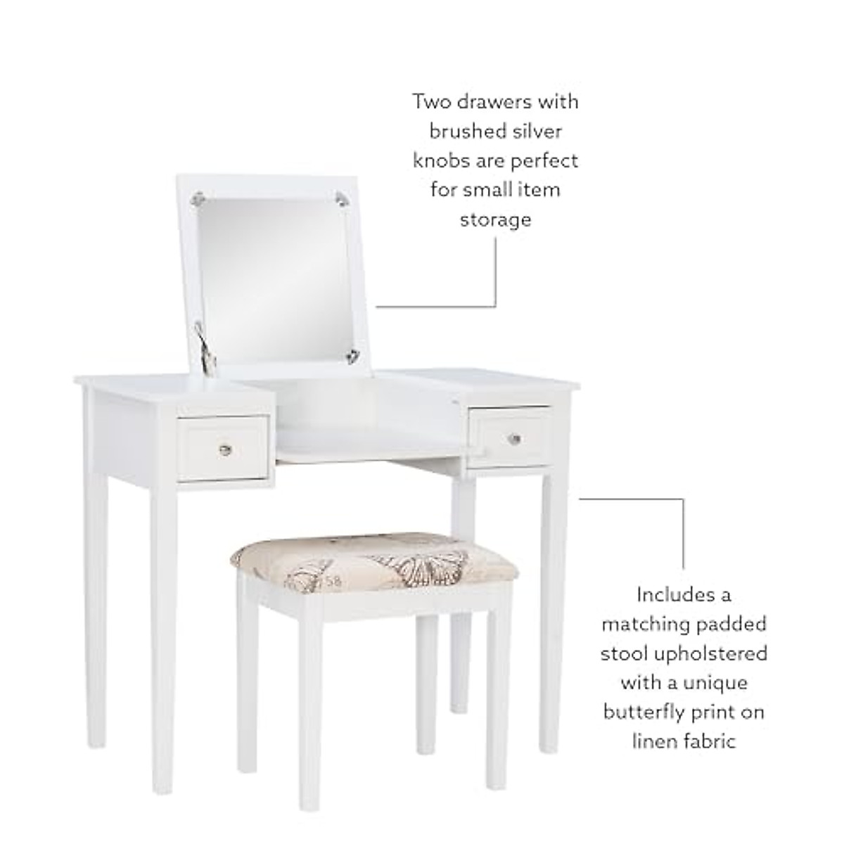 Linon Vanity Set White