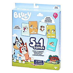 Bluey 5-in-1 , 5 Favorite Card Games in The One Pack and her School Friends, Multicolor (17375)