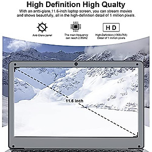 EVRAIN Windows 10 Mini Laptop, Intel Celeron N4020, 6GB RAM, 64GB Storage, 11.6" HD Anti-Glare Display, Windows 10 Laptop, Learning Laptop, Office Laptop for Men and Women