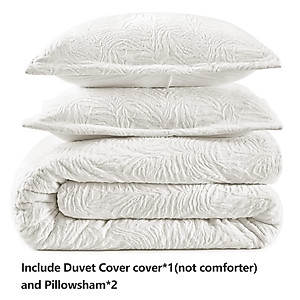 TILLYOU White Fluffy Duvet Cover Queen Set, Ultra Soft Shaggy Comforter Set Milk Crystal Velvet Bedding Faux Fur Plush Fuzzy Comforter Cover, 3 Pieces (1 Duvet Cover + 2 Pillow Shams)