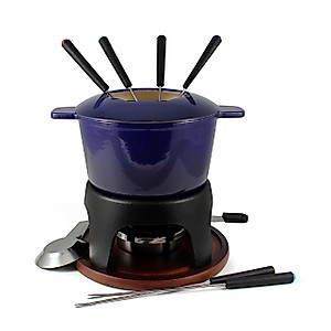 Swissmar F66706 Sierra 1.6-Quart Cast Iron Meat Fondue Set, 11-Piece, Deep Blue
