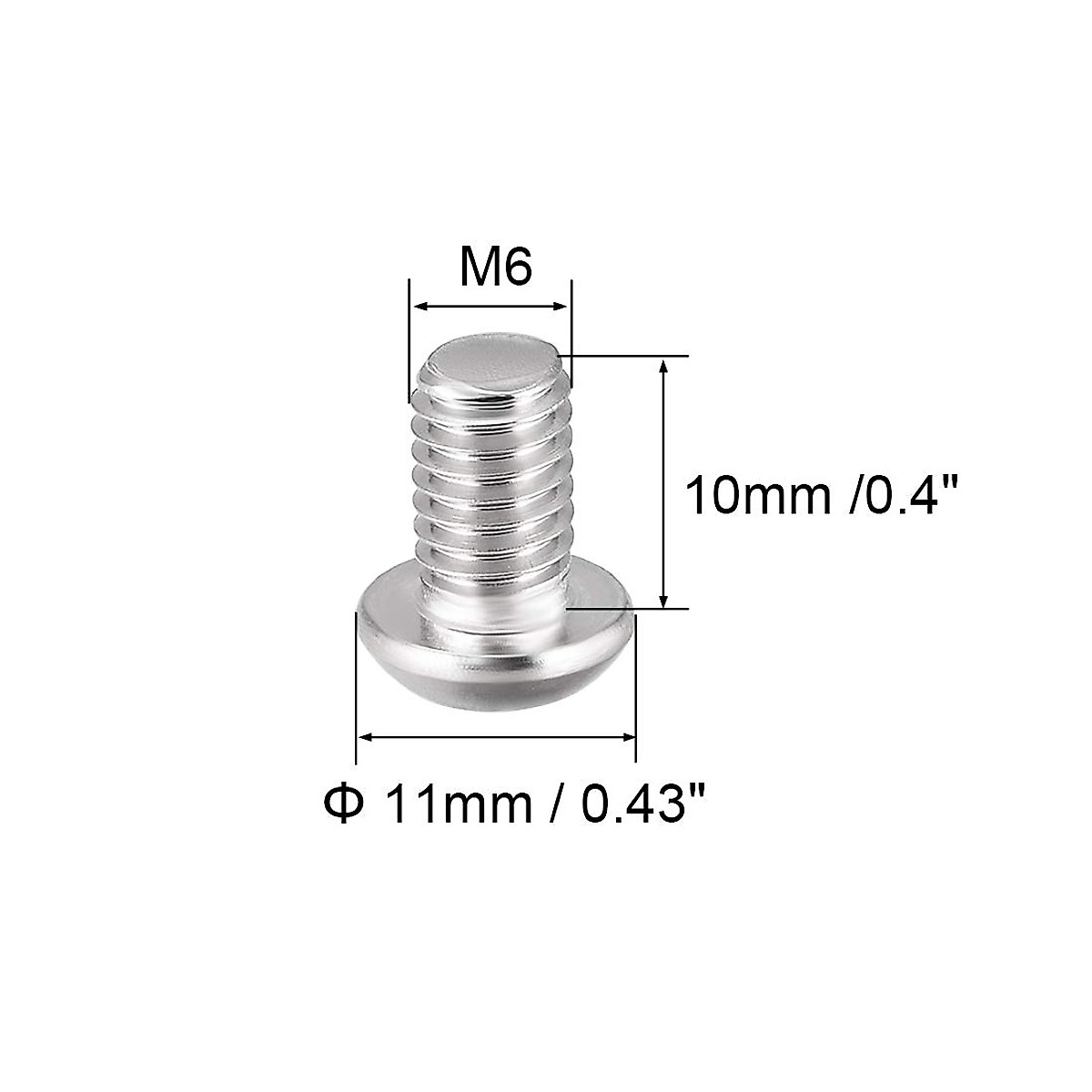 uxcell M6x10mm Machine Screws Hex Socket Round Head Screw 304 Stainless Steel Fasteners Bolts 20pcs