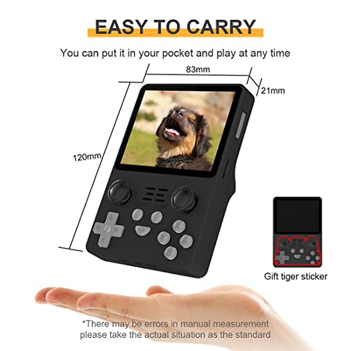 DECI Powkiddy RGB20S Handheld Game Console Built-in 15000 Games, 16G+64G 3.5 Inch IPS Handheld Emulator Video Game Console Retro Arcade for Kids Adults, Open Source Arkos System