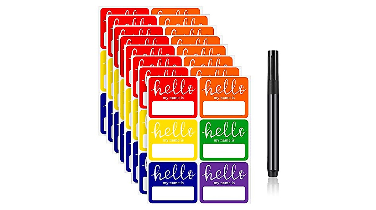 120 Name Tags with Marker for School, Office & Home Use