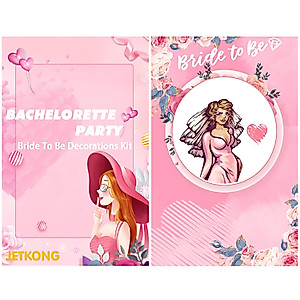 JETKONG 3 Pcs Bachelorette Party Decorations Bridal Shower Crown, Bride to Be Sash&Veil for Women Bachelorette Party Gifts, Bachelorette Party Supplies, Gifts, Favors (Rose Gold)