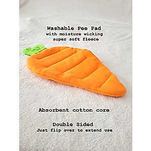 Guinea Pig Bed Mat Washable Pee Pad, Fleece Bedding for Rodent, Reusable Carrot Cage Liner for Rabbit, Hedgehog, Rat, Hamster or Small Animal