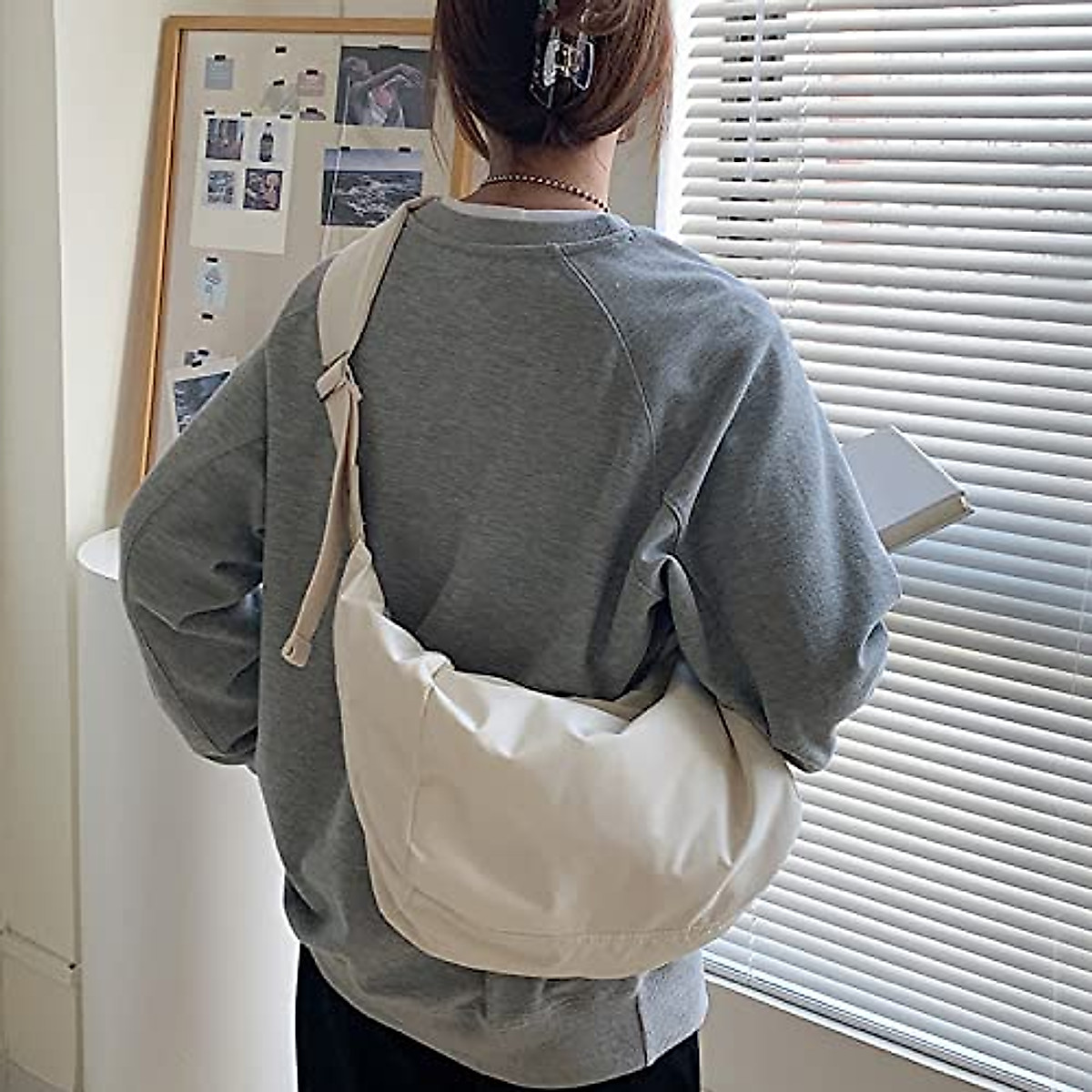 Qyiangst Puffer Bag for Women, Soft Cotton Designer Shoulder Handbags Fashion Ladies Crossbody Bag (White)