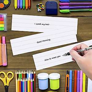 TIESOME Sentence Strips for Teachers, 150 Sheets White Word Writing Strips Adhesive Sentence Learning Strips Lined Word Strips for School Office Supplies 3 x 12 Inch
