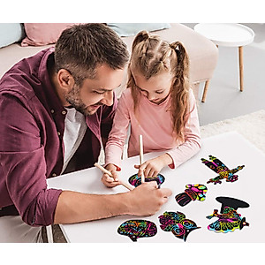 Hohomark Thanksgiving Scratch Off Cards - 24PCS Thanksgiving Crafts for Kids DIY Rainbow Scratch Paper for Thanksgiving Party Thanksgiving Arts and Crafts for Kids