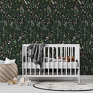 JiffDiff Floral Wallpaper Peel and Stick Dark Farm Wildwood Self Adhesive Wallpaper for Home Bedroom Cabinets Thicken 17.71"x118"