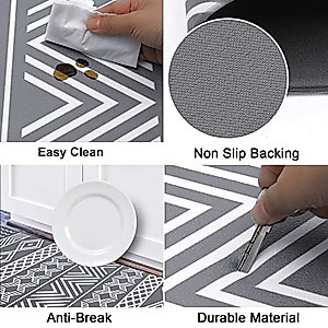 HiiARug Anti Fatigue Kitchen Mat Set of 2 Kitchen Floor Mats 18"x47"+18"x30" Cushioned Kitchen Runner Carpet Waterproof Kitchen Runner Mats for Kitchen Decor Laundry Room Standing Desk Mat
