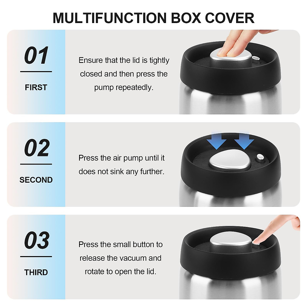 MFBJXC 2-Pack 16oz Vacuum Coffee Canister, 304 Stainless Steel Airtight Food Storage Container, Coffee Bean Storage for Coffee Beans Grounds Tea(Black 2L)