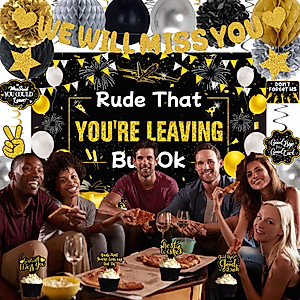 Farewell Party Decorations Men Women, Rude That You're Leaving But OK Black Gold, We Will Miss You Banner Party Decoration Coworker Going Away Retirement Party Farewell Goodbye Job Change Party Decor