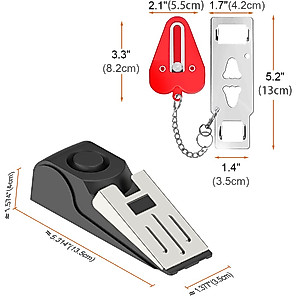 2 Packs Portable Door Stop Alarm & Door Lock, Upgraded Home Security Door Locker Devices Pocket Door Stopper Self Defensey Tools for Hotel Travel Home Apartment House