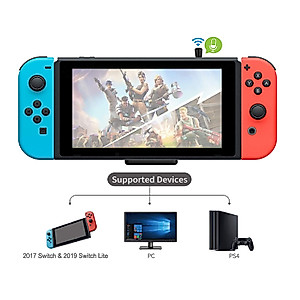 Gulikit Switch Bluetooth Adapter ,5.0 Wireless Audio Transmitter w/aptX Low Latency ,Game Voice Chat,AirPods Bluetooth Headphone Speakers Headset for Nintendo Switch & Switch Lite, PS5 PS4 PC,Black