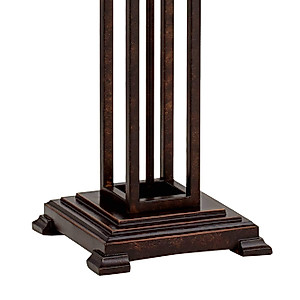 Robert Louis Tiffany Mission Southwest Tiffany Style Standing Floor Lamp with Night Light Art Deco 60.5" Tall Oiled Bronze Copper Stained Glass Shade Decor for Living Room Reading House Bedroom