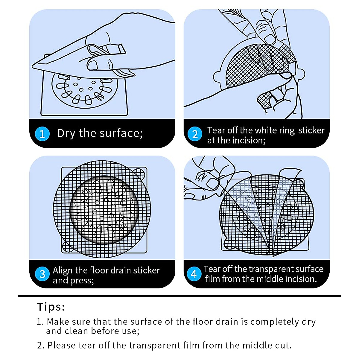 30 Pack Disposable Shower Drain Hair Catcher，Shower Drain Dog Hair Catcher Cover for Showers & Bathtubs Mesh Stickers，Mesh Filter Sink Strainer Stickers (30)