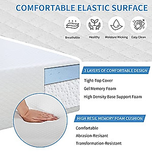 CL.HPAHKL 8 inch Gel Memory Foam Mattress Comfort Queen Mattress Medium Firm Mattresses Bed-in-a-Box CertiPUR-US Certified for Cool Sleep & Pressure Relief, White