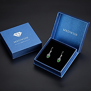 Celtic Emerald Birthstone Dangling Earrings 925 Sterling Silver Birthstone Emerald Green Drop Dangle Earrings May Birthstone Earring Celtic Jewelry Christmas Gifts for Women Graduation Gifts Birthday
