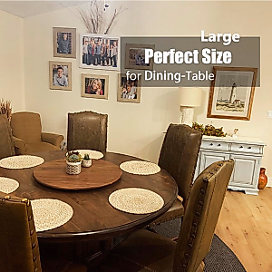 MAGIGO 27 Inches Black Walnut Wood Lazy Susan Organizer, Solid Wooden Round Turntable, Rotating Tray for Table Top/Counter Top