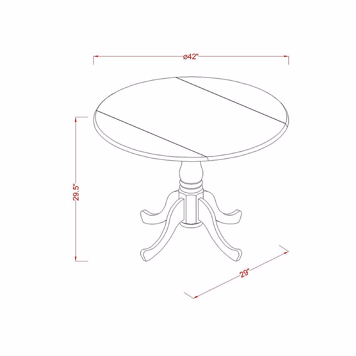 East West Furniture Dublin 5 Piece Dinette Set for 4 Includes a Round Room Table with Dropleaf and 4 Linen Fabric Upholstered Dining Chairs, 42x42 Inch, Saddle Brown