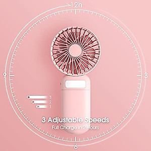 Mini Handheld Fan, Portable Fan Battery Operated, Small Personal Fan USB Rechargeable, 3 Speed Adjustable Hand Fan with Mirror & LED Fill Light, Makeup Eyelash Fan for Women Girls Travel Office
