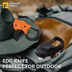 FUNBRO Small Pocket Knife for Men, Cool Folding Knife Box Cutter with 1.34inch Sharp Blade, Mini EDC Knives for Everyday Carry, Great Gift for Men (Orange)