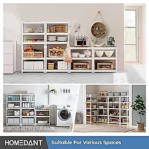 HOMEDANT 5 Tier Laminated White Metal Shelving Unit Adjustable Garage Storage Utility Rack Heavy Duty Shelves Organization Multipurpose Shelf Warehouse Basement Pantry 28" W x 12.3" D x 59.5" H 1Pack