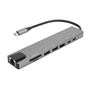wendeekun TypeC Docking Station,8 in 1 TypeC Converter TypeC to PD/HDMI/RJ45/Memory Card/Storage Card/USB3.0 Adapter,Easy and Convenient Expansion