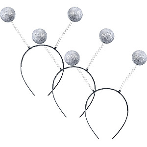 Honoson 3 Pieces Alien Headband with Silver Martian Antenna and Alien Ears for Halloween Party Costume Accessory