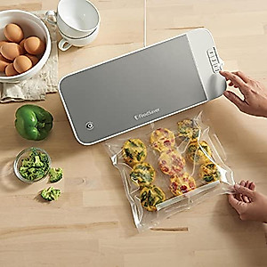 FoodSaver Vacuum Sealer Machine with Sealer Bags and Roll, Bag Storage, Cutter Bar, and Handheld Vacuum Sealer for Airtight Food Storage and Sous Vide, White/Silver