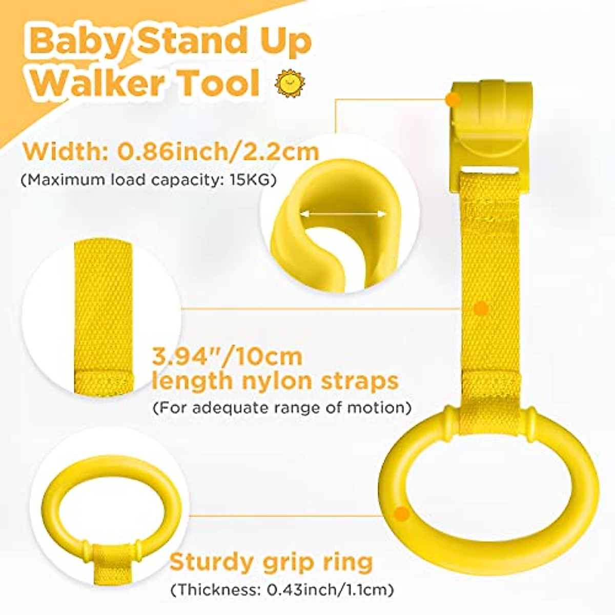 12 Pieces Baby Pull Up Rings Baby Crib Pull Rings 4 Color Baby Cot Hanging Rings Baby Walking Assistant Baby Walking Crib Hook Safety Toddler Pull Up Bar for Baby Infant Toddler