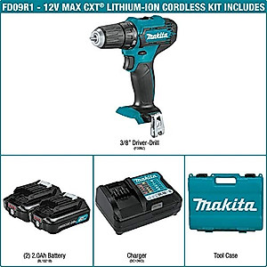 Makita FD09R1 12V max CXT® Lithium-Ion Cordless 3/8" Driver-Drill Kit (2.0Ah)