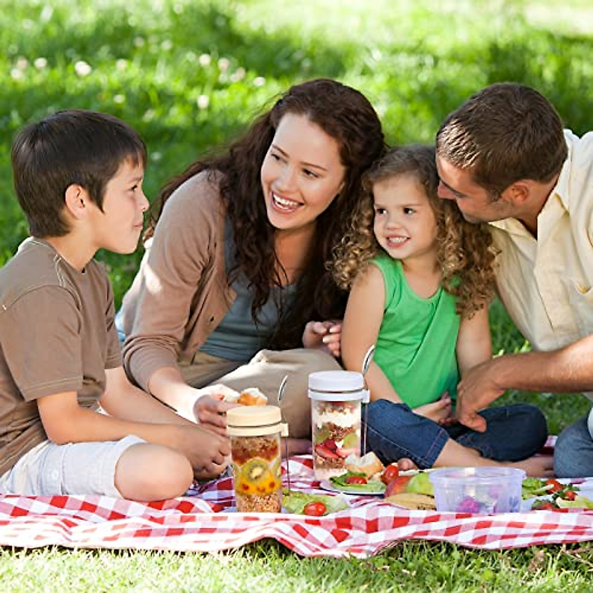 LANDNEOO 4 Pack Overnight Oats Containers with Lids and Spoons, 24 oz Glass Mason Jars for Overnight Oats, Large Capacity Airtight Jars for Milk, Cereal, Fruit