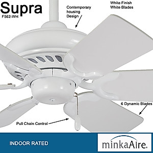 Minka-Aire F562-WH Supra 32 Inch Pull Chain Ceiling Fan in White Finish