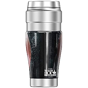 THERMOS Marvel - The Falcon And The Winter Soldier Wield, Captain America Shield STAINLESS KING Stainless Steel Travel Tumbler, Vacuum insulated & Double Wall, 16oz