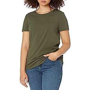 Amazon Essentials Women's Classic-Fit Short-Sleeve Crewneck T-Shirt, Pack of 2, Olive/Oatmeal Heather, X-Large