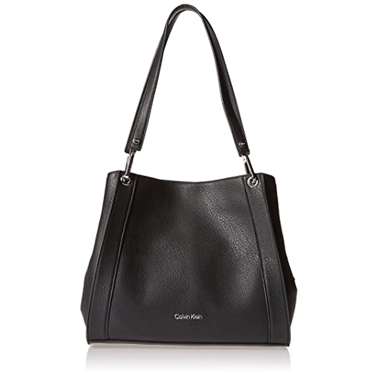 Calvin Klein Reyna Novelty Triple Compartment Shoulder Bag, Black/Silver Combo,One Size