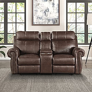 Lexicon Janwood Wall-Hugger Power Double Reclining Loveseat, Brown