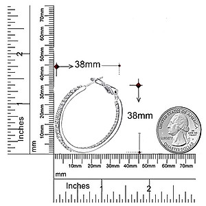 Hoops Earrings, Cubic Zirconia White Gold Plated Hoop Earrings for Women Rhinestone Silver Hoop Earrings
