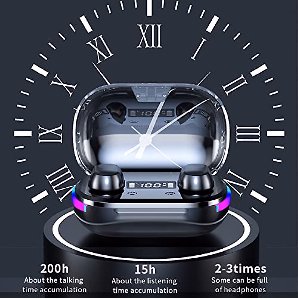 Qiopertar Wireless Earbuds Bluetooth 5.3 in Ear Light-Weight Headphones Built-in Microphone Immersive Premium Sound Headset with Charging Case Low-Latency for Sports IPX5 Waterproof Black