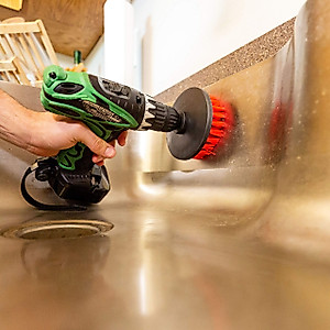 Bring It On Cleaner Drill Brush Attachment Set 3 Brushes - Bring It On Power Scrubber Brush Cleaning Kit, 5 Inch Extension, Use On Grout, Cars, Bathroom Surfaces, & Tile